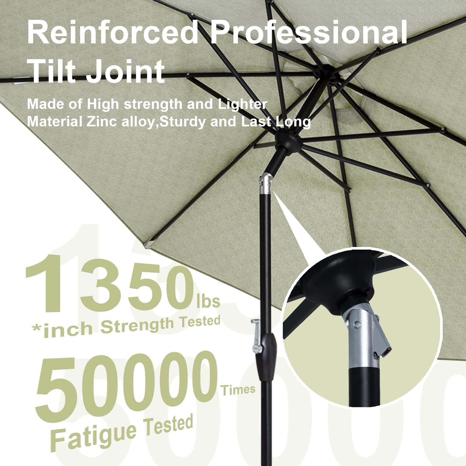 Tempera 9 ft Patio Umbrella Outdoor Table Market Umbrellas with 2-year Nonfading Canopy, 8 Sturdy Ribs and Push Button Tilt & Crank for Deck Pool Garden Lawn and Balcony