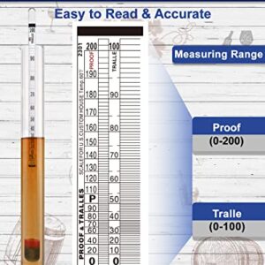 Cimalab Hydrometer Alcohol Meter, Hydrometer Alcohol 0-200 Proof and Tralle Hydrometer, Alcohol Proof Tester for Liquor/Moonshine/Proofing Distilled/Spirits/Distilled Alcohol Proof