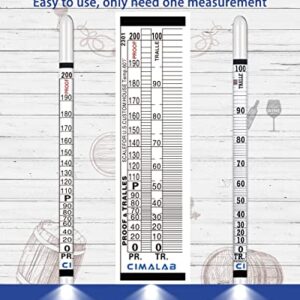 Cimalab Hydrometer Alcohol Meter, Hydrometer Alcohol 0-200 Proof and Tralle Hydrometer, Alcohol Proof Tester for Liquor/Moonshine/Proofing Distilled/Spirits/Distilled Alcohol Proof