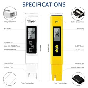 CANNABMALL PH Meter, TDS PPM Meter and 3 in 1 Soil Moisture Meter Combo, High Accuracy Lab PH/EC Tester Digital Kit [Upgraded] for Home Water, Hydroponics, Plants Garden Soil and Aquarium PH Pen