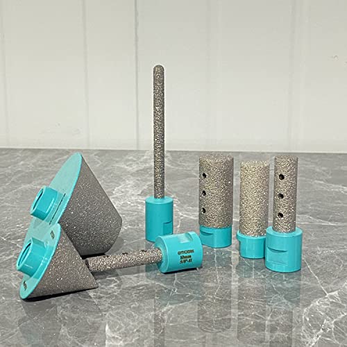 GYTYCATAH Diamond Finger Milling Bits, 3/8" (10mm) Diamond Milling Bits for Existing Holes Enlarging Shaping Trimming in Tile Marble Glass Granite Ceramic 5/8"-11 Threads (Blue)