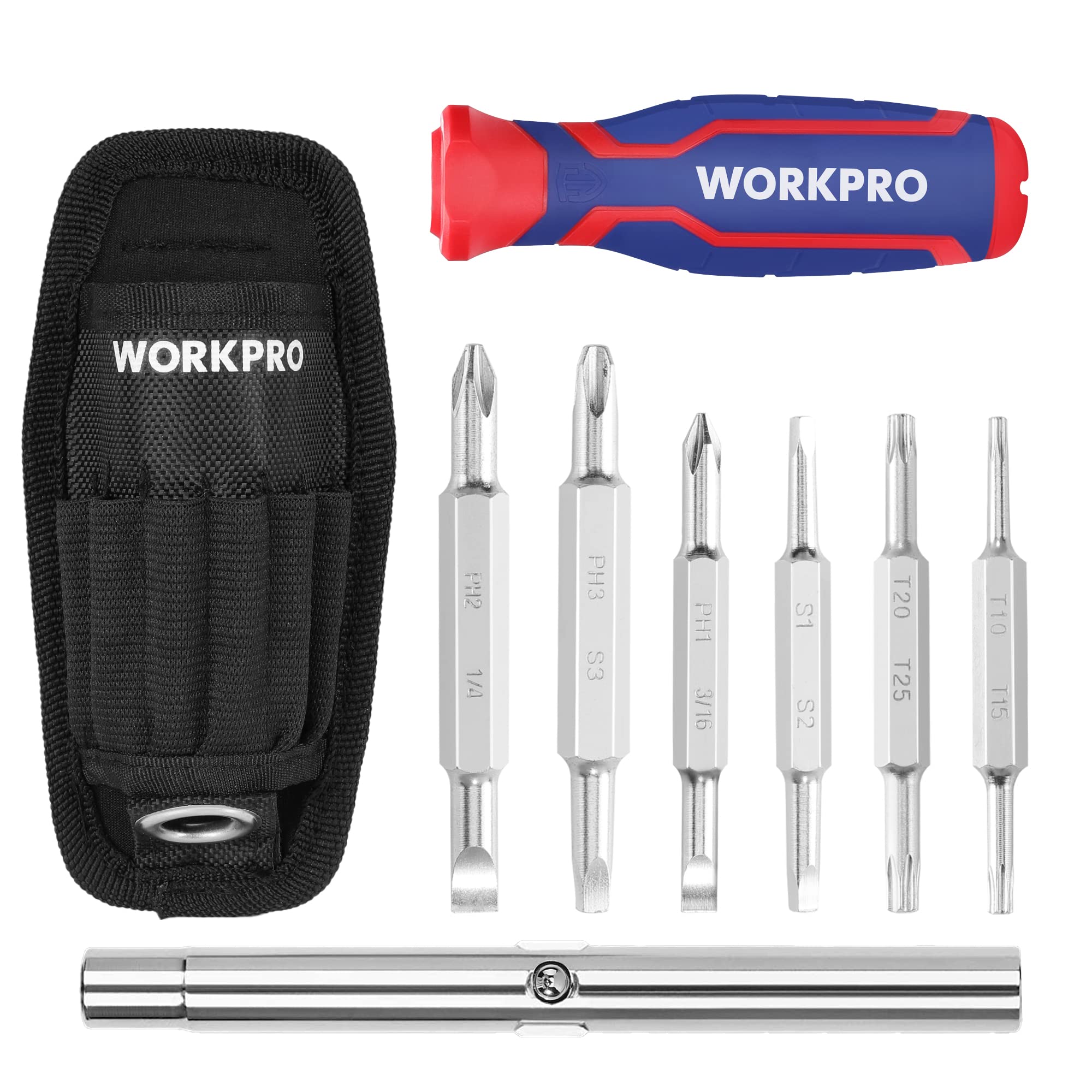 WORKPRO 15-in-1 Multi-bit Screwdriver Set Tool All in One, Portable Multi-purpose Screw-driver, Slotted/Philips/Torx/Square