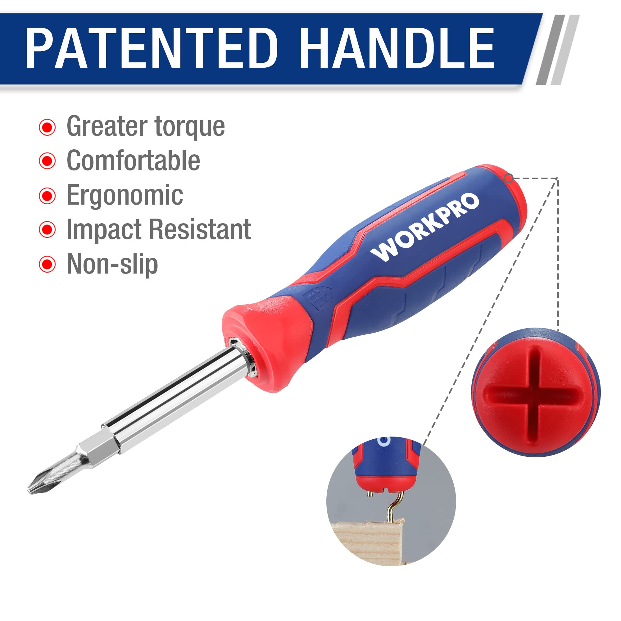 WORKPRO 15-in-1 Multi-bit Screwdriver Set Tool All in One, Portable Multi-purpose Screw-driver, Slotted/Philips/Torx/Square