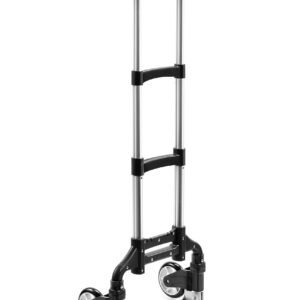 Caflower Folding Hand Truck,Sliver Aluminium Portable Folding Trolley with 3-Position Folding Pulley Handles, Load Capacity 175 lbs for Home, Office and Travel Use.PVC Wheels