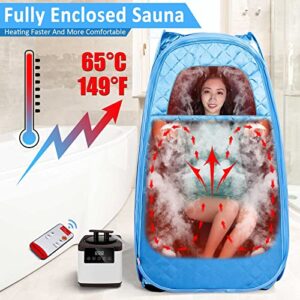 Tabeskly Portable Personal Sauna for Home Indoor Foldable Steam Sauna Tent Room Full Body Steamer Kit One Single Person Mini Sauna Spa Box Portatil Individual (Blue) US Plug