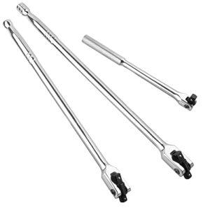 MAXPOWER 3Pcs Breaker Bar Set, Dual Drive 1/2" and 3/8" for Breaker Bars 15-inch and 18-inch, 10-inch Short Breaker Bar 1/2"