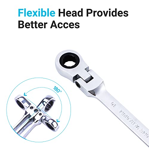 B4B BANG 4 BUCK 10mm Ratcheting Combination Wrench,Metric Flex Head Ratcheting Wrench Spanner with 72 Tooth and 5° Movement Chrome Vanadium Steel Gear Wrench