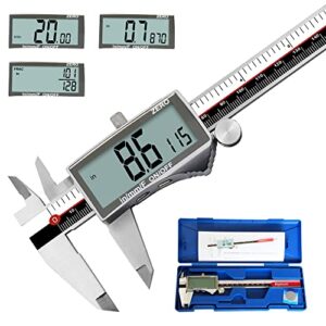 digital caliper, electronic micrometer 0-6" inch metrics fraction calipers rulers 150 millimeters dimensional measuring tool vernier stainless steel large screen