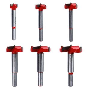 jvedo forstner bit set 6 pcs, wood drill bit set, carbide steel woodworking hole saw set, wood cutter auger opener non-slip shank drilling hinge cutting tool