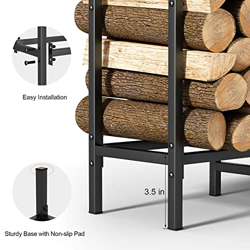 CADUKE 5.3ft Wood Holders Firewood Outdoor Fire Wood Rack for Fireplace Firewood Storage Heavy Duty Log Holder Stand Adjustable Firewood Rack Indoor, Metal