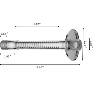 Adjustable Shower Head Extension Arm, Swivel Shower Arm Extension Water Outlet Lowers Existing Shower Head, Easy to Install & Durable 8 Inch Shower Pipe Extension with Flange for Bathroom