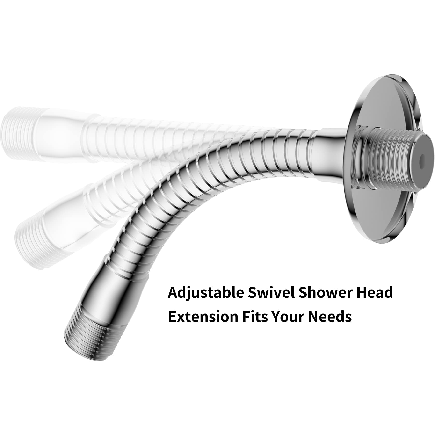 Adjustable Shower Head Extension Arm, Swivel Shower Arm Extension Water Outlet Lowers Existing Shower Head, Easy to Install & Durable 8 Inch Shower Pipe Extension with Flange for Bathroom