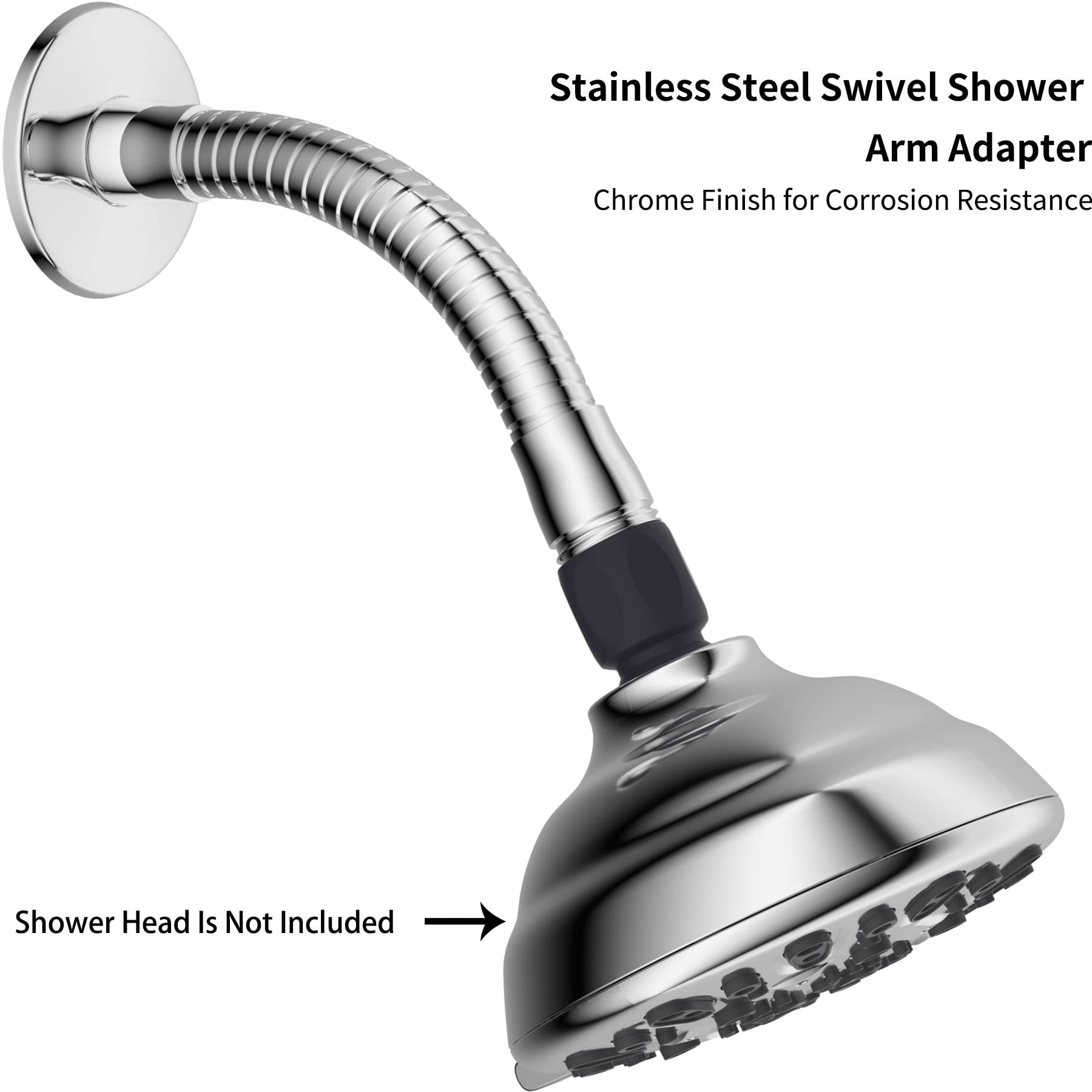 Adjustable Shower Head Extension Arm, Swivel Shower Arm Extension Water Outlet Lowers Existing Shower Head, Easy to Install & Durable 8 Inch Shower Pipe Extension with Flange for Bathroom