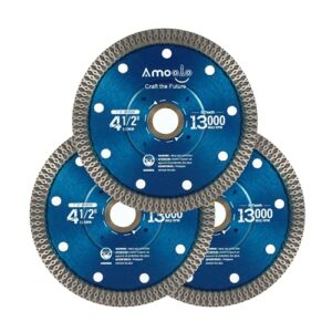 amoolo 4-1/2" diamond saw blade, x-teeth diamond blade for porcelain, tile, brick, granite and concrete (4.5"-3pcs)