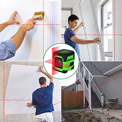 Laser Level, CUSBON Vertical and Horizontal Line with Projected Measuring Marks, Self-Leveling 50ft Cross Line Laser for Construction Floor Tile Wall Painting Picture Hanging