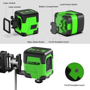 Laser Level, CUSBON Vertical and Horizontal Line with Projected Measuring Marks, Self-Leveling 50ft Cross Line Laser for Construction Floor Tile Wall Painting Picture Hanging