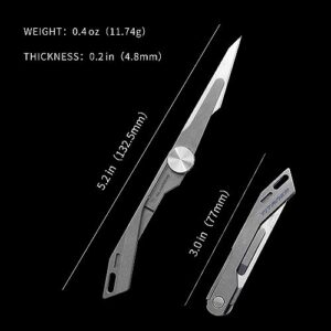 TITANER Titanium EDC Folding Small Pocket Scalpel Knife,Utility Knife,Craft Exacto Knife Blades Suitable for Pedicure, Fishing, Skinning, Fine Cutting (Falcon 2.0)