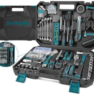 Sundpey Household Tool Kit 257-PCs - Home Auto Repair Tool Set Complete General Hand Tool Set - Tool Kits for Handyman & Precision Screwdriver Set & Metric Hex Key & Toolbox Storage Case for Men Women