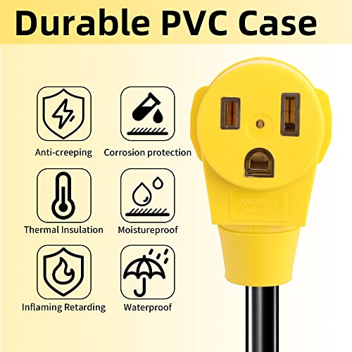 Flameweld Welder Adapter Cord, L14-30P Locking Male Plug to 6-50R Female Plug, 4 Prong 30 Amp to 50 Amp Up to 7500W SJTW 10/3 Generator Cord, UL