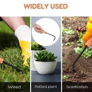 Zerodis Weeder, Metal Garden Weeding Tool with Wood Handle Mini Weed Puller Cultivator for Digging Edging Planting