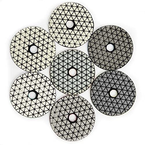 KEEYWOLT Diamond Dry Polishing Pads 7 Steps Grit 50# 100# 200# 400# 800# 1500# 3000# Abrasive Disc for Granite Marble Concrete Flexible Grinding (4", Dry Polishing)…