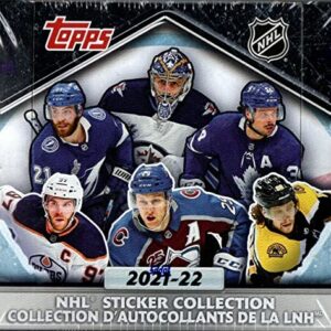 2021 2022 Topps EXCLUSIVE NHL Hockey HUGE Factory Sealed 50 Pack Sticker Box with 250 Brand New MINT Stickers Try for Your Favorite Superstars and Rookies