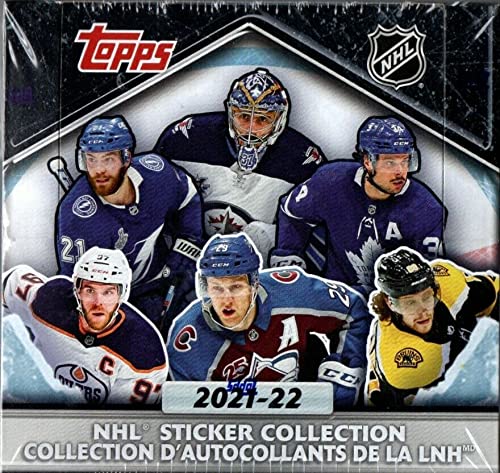 2021 2022 Topps EXCLUSIVE NHL Hockey HUGE Factory Sealed 50 Pack Sticker Box with 250 Brand New MINT Stickers Try for Your Favorite Superstars and Rookies