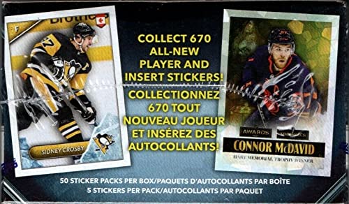 2021 2022 Topps EXCLUSIVE NHL Hockey HUGE Factory Sealed 50 Pack Sticker Box with 250 Brand New MINT Stickers Try for Your Favorite Superstars and Rookies