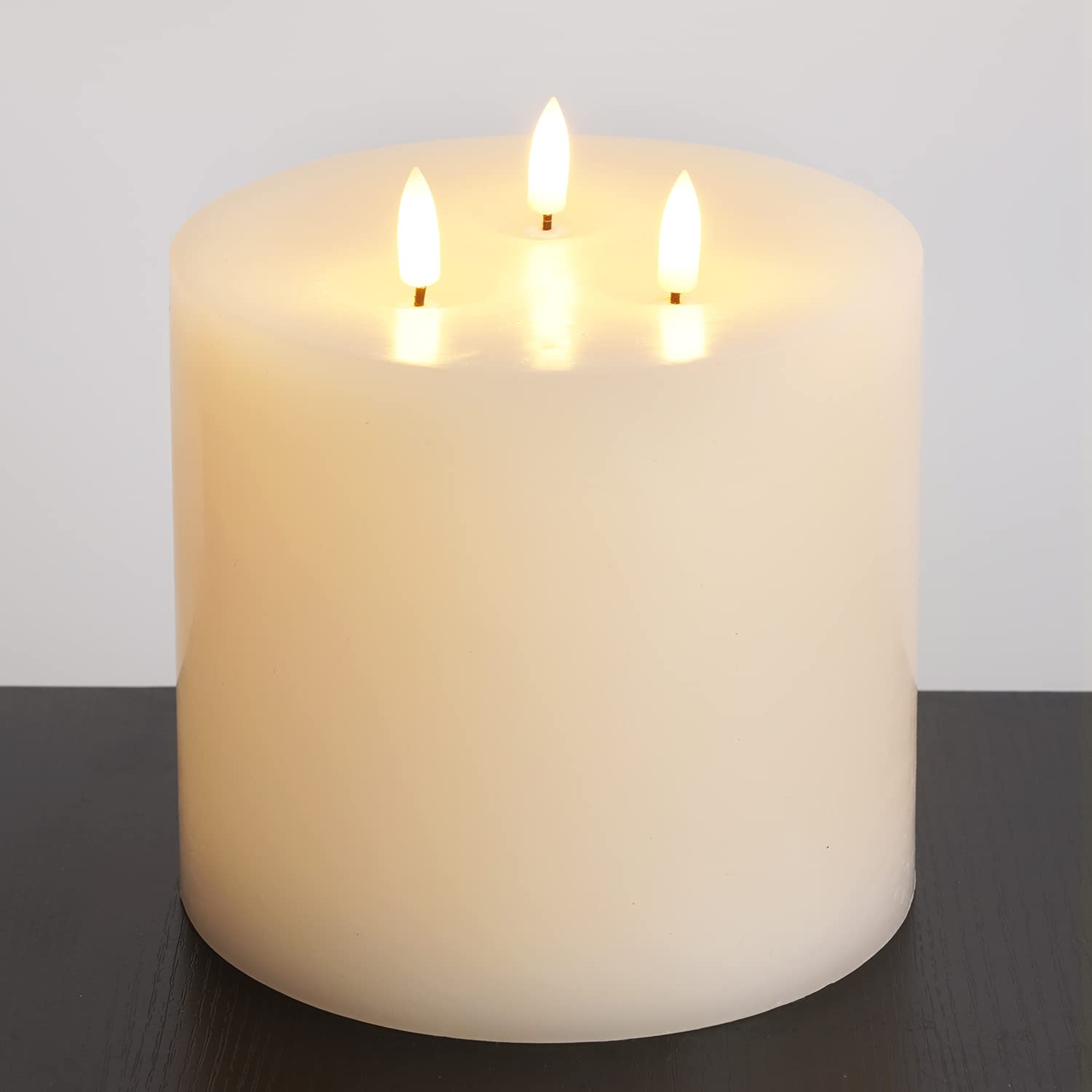 Amagic 6"x6" Extra Large Flameless Candles with 3 Wicks, Battery Operated Candles with Remote Control and Timers, 6 inch Diameter LED Pillar Candles, Real Wax, Ivory