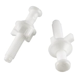 iFealClear Universal Toilet Seat Hinge Bolt Screw for Top Mount Toilet Seat Hinges, White Plastic Bolts and Nuts with Stainless Steel Washers, 2 Pack