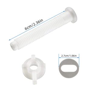 iFealClear Universal Toilet Seat Hinge Bolt Screw for Top Mount Toilet Seat Hinges, White Plastic Bolts and Nuts with Stainless Steel Washers, 2 Pack