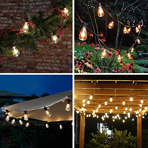 FOOMAN Outdoor String Lights 150ft Shatterproof Dimmable LED Patio Lights Waterproof ST38 Connectable Cafe Lights with 76 Plastic Bulbs for Porch Backyard Garden Bistro(2×75FT)