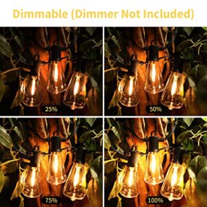 FOOMAN Outdoor String Lights 150ft Shatterproof Dimmable LED Patio Lights Waterproof ST38 Connectable Cafe Lights with 76 Plastic Bulbs for Porch Backyard Garden Bistro(2×75FT)