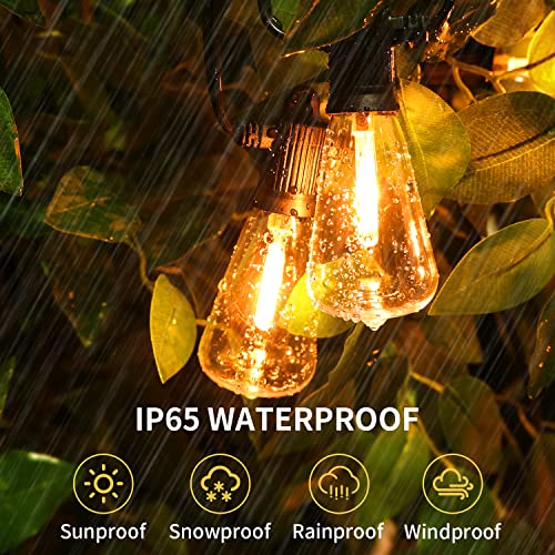 FOOMAN Outdoor String Lights 150ft Shatterproof Dimmable LED Patio Lights Waterproof ST38 Connectable Cafe Lights with 76 Plastic Bulbs for Porch Backyard Garden Bistro(2×75FT)