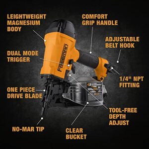 Freeman G2CN65 2nd Generation Pneumatic 15 Degree 2-1/2" Coil Siding Nailer with Adjustable Metal Belt Hook and 1/4" NPT Air Connector