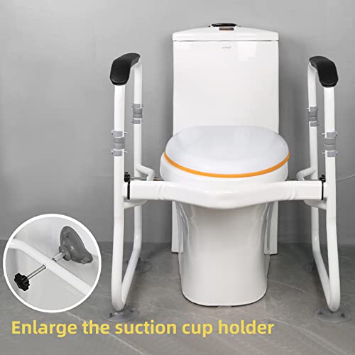 Toilet Rail Bathroom Safety Frame Medical Railing Helper for Elderly, Handicap, Disabled, Seniors,Bariatric Assist Handrail Grab Bar Adjustable Height,Padded Arms Fit Most Toilet Seats