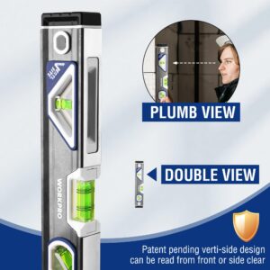 WORKPRO 10 Inch Torpedo Level, Small Leveler Tool, 3 Bubble Vials, Verti. Site, for Conduit Bending, Aluminum Alloy Construction