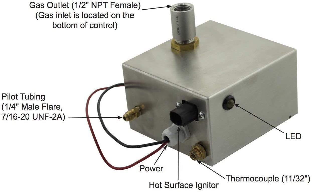 High-Capacity Automatic Outdoor Fire Feature Control System - Electronic Flame Control Ignition Module - Natural Gas or Propane - Igniter for Fire Pits, Fire Features, Fire Bowls/Tables (500,000 BTU)