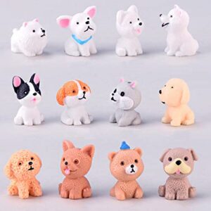 loncess fairy garden accessories, 12 pcs dog miniature figurines, realistic animals dog for fairy garden, miniature terrarium crafts,ornament for home office, cake toppers