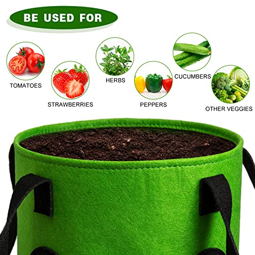 2 Pack Green Upside Down Tomato & Herb Planter, Outdoor Hanging Durable Aeration Fabric Strawberry Planter Bags