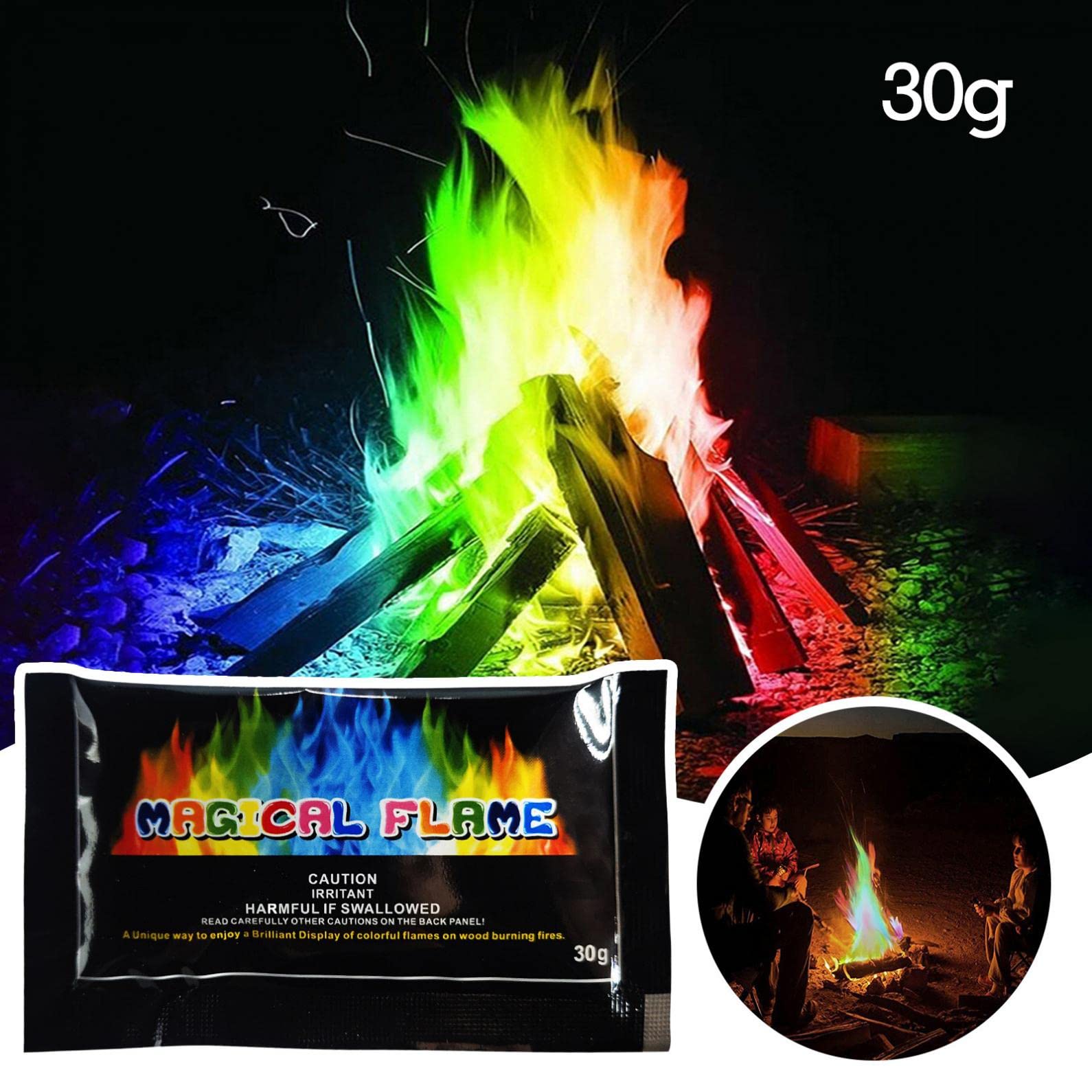 Mllkcao Flames Color Changing Packets Fire Pit, Creates Colorful Flames for Wood Burning Fires