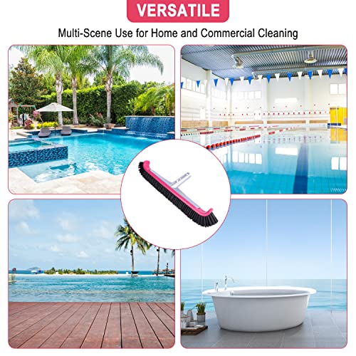 Professional Luxury Swimming Pool Wall & Tile Brush,17.5" Curved Edge Heavy Duty Polished Aluminum Back Head Designed for Cleans Walls, Tiles & Floors, Premium Nylon Bristles with EZ Clips (Ruby red)