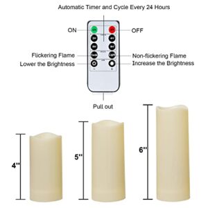 Amagic Flameless Candles Battery Operated Candles Flickering, Outdoor Waterproof LED Pillar Candles with Remote Control and Timer, D 2.2" x H 4" 5" 6", Ivory, Plastic, Set of 9