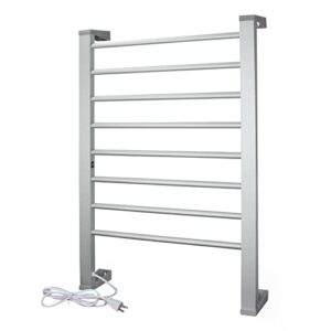 elegantlife electric towel warmer with built-in timer auto power cutoff,heavy feet steady freestanding & wall mount towel warmers for bathroom,8 bars heated towel rack aluminum oversized