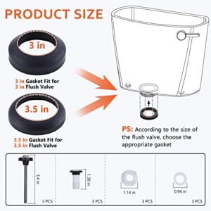 Tank to Bowl Gasket Kit with 3 Sets Brass Hardware Kits and 2 Pcs Gasket Fits Most 3-Inch/3.5-Inch Flush Valve Opening Toilet Tanks.