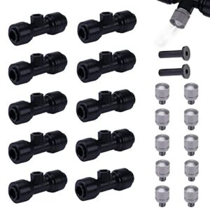 fogland leakproof misting nozzle tees:10pcs anti-blocking stainless steel 0.024" orifice nozzle for patio backyard misting system replacement head with 2pcs end plug