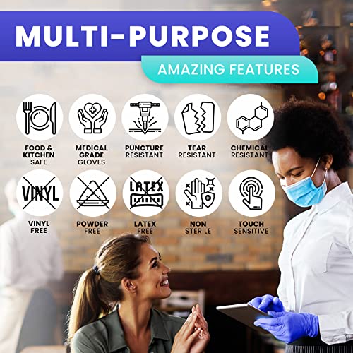 OWELL Medical Exam Nitrile Gloves | X-LARGE | 4mil Disposable Gloves, Powder-Free, Latex-Free Food Safe Certified Gloves (100ct)