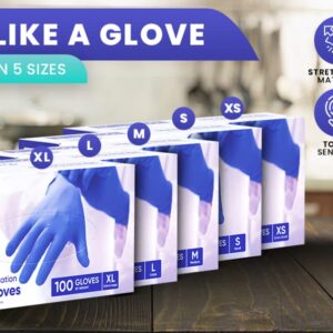 OWELL Medical Exam Nitrile Gloves | X-LARGE | 4mil Disposable Gloves, Powder-Free, Latex-Free Food Safe Certified Gloves (100ct)