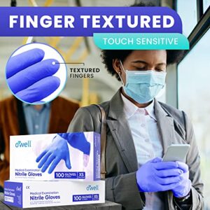 OWELL Medical Exam Nitrile Gloves | X-LARGE | 4mil Disposable Gloves, Powder-Free, Latex-Free Food Safe Certified Gloves (100ct)