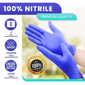 OWELL Medical Exam Nitrile Gloves | X-LARGE | 4mil Disposable Gloves, Powder-Free, Latex-Free Food Safe Certified Gloves (100ct)